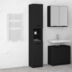 Koupelnová skříňka černá 32 x 34 x 188,5 cm kompozitní dřevo - Default Title