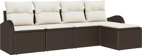 Set pohovek 5 ks Hnědá a bílá polyratan 3354667