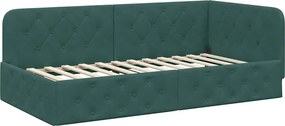 Rohový rám postele Tmavě zelená 90 x 200 cm samet 3394084