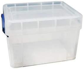 Manutan Expert  Plastový úložný box s víkem na klip, průhledný, 3 l