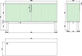 Nízká komoda v dekoru dubu s posuvnými dveřmi v přírodní barvě 160x80 cm Langley – Actona