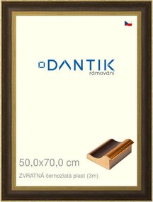 DANTIK rámeček 50x70 | ZVRATNÁ černozlatá plast (Plexi Čiré)