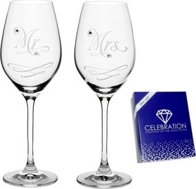 Celebration crystals Sklenice na víno Crystals Mr&Mrs 360 ml 2 ks