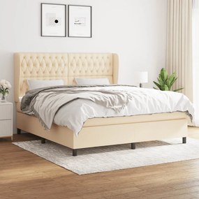 Box spring postel s matrací krémová 180x200 cm textil 3128226