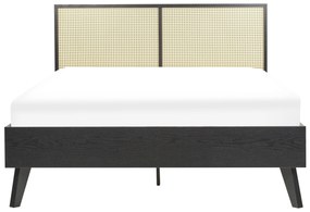 Ratanová postel 140 x 200 cm černá MONPAZIER Beliani