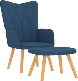 Relaxační křeslo se stoličkou modré textil 327538
