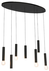 Designová závěsná lampa černá oválná 7-světelná - Tuba