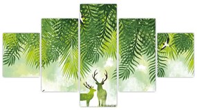 Obraz - Jeleni v lese (125x70 cm)