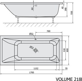 Polysan Mimoa vana obdélníková 170 x 80 cm akrylátová bílá 71713