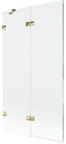 Mexen Lunar vanová zástěna dvoukřídlá levá 100 x 150 cm, transparentní, zlatá - 897-100-100-50-00-L