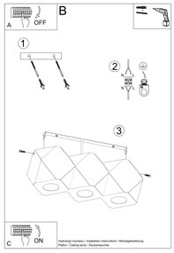 Stropní svítidlo Woody, 3x dřevěné stínítko
