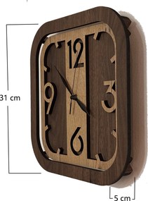 Li-Go Dřevěné hodiny nástěnné "Čtverec" ořech/dub 31 cm