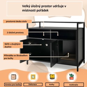 Costway Skříňka na kočičí toaletu s dvířky, černá PV10236DK
