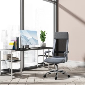 HOMCOM Ergonomická kancelářská židle s opěrkou hlavy, světle šedá, černá 65 x 67 x 119-129 cm