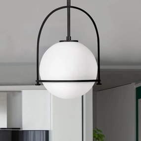 Designový lustr koule Elstead Somerset bílé sklo / černá