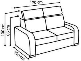 Pohovka OSLO 2 | 170 cm | nerozkládací | polohovatelné záhlavníky | VÝBĚR TKANIN