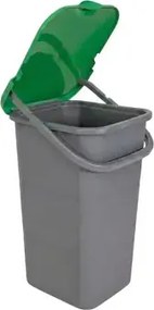 BELLI E FORTI Koš na tříděný odpad PREMI šedý, zelené víko / Plast / 2