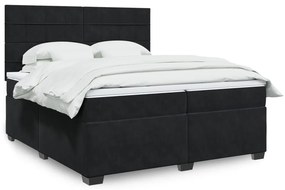 Box spring postel s matrací černá 200x200 cm samet 3291004