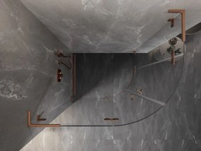Mexen Lunar, L půlkruhový sprchový kout naklápěcí doleva 100 x 80 cm, 8mm čiré sklo, profil měděná matná, 833L-100L-080P-65-00