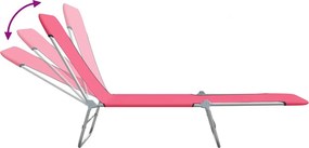 Skládací zahradní lehátka 2 ks ocel a textil růžová 310345