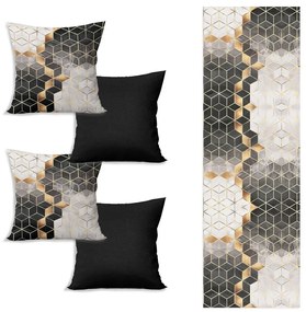 Set běhounu na stůl a 4 povlaků na polštáře Optic - Minimalist Cushion Covers