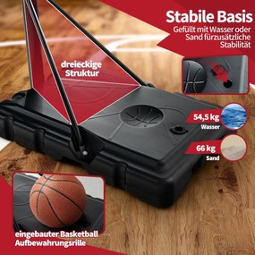 Costway Basketbalový stojan 130–305 cm se sítí a 2 koly, výškově nastavitelná