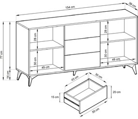 Komoda DIAMOND 06 černá / dub evoke