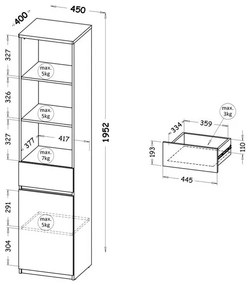 DOLMAR AR3 Regál 1D1SZ ARCA Barevné provedení ARCA: Sněhově bílá / Sněhově bílá