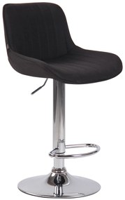 Barová židle Haugo - látkové čalounění - chromovaný rám | černá