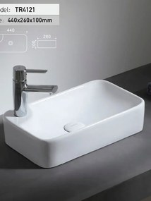 UPTrend Obdélníkové keramické umyvadlo na desku MIDEA TR4121, bílá lesk