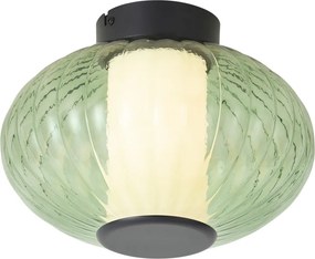 Designové stropní svítidlo černé 28 cm se zeleným sklem vč. LED 3-stupňové stmívatelné - Margherite
