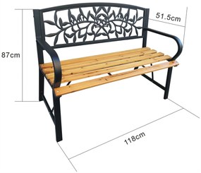 Zahradní lavička REO přírodní dřevo/černá