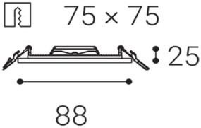 LED2 SLIM-Q, zápustné stropní LED svítidlo, IP43 Velikost svítidla: XS