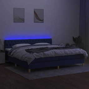 Box spring postel s matrací a LED modrá 200x200 cm textil 3133987