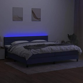 Box spring postel s matrací a LED modrá 200x200 cm textil 3133267