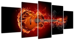 Obraz hořící kytara