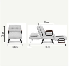 Designové rozkládací křeslo Hilarius II šedé