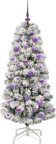 Umělý Skládací Vánoční Strom 150 LED Zelená a bílá 150 cm 3395592