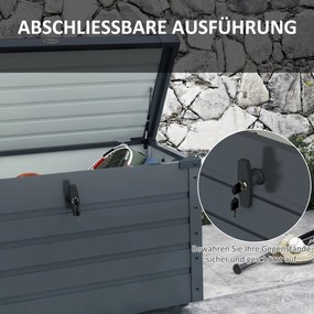 Zahradní box Outsunny, úložný box na kolečkách, úložný box se zámkem, rukojeť, zahradní truhla na balkon, terasu 100 x 62 x 65 cm, tmavě šedý