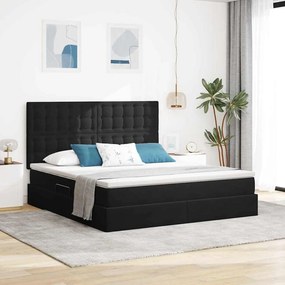 Postel s úložným prostorem a matrací Černá 180 x 200 cm samet 3372167