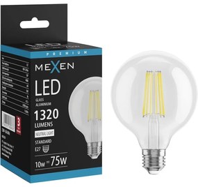Mexen Vintis, LED žárovka E27, G95, 10W, Neutrální - 4000K, 1320 lm, čirá - L157-E27-1040-00