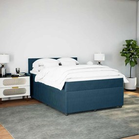 Box spring postel s matrací modrá 140 x 190 cm samet 3287732