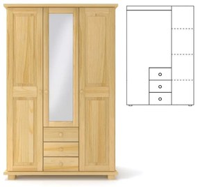 KLASA-NÁBYTEK.cz Skříň 3+3PL - borovice