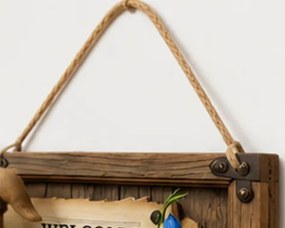 dekorace na zeď, dřevo, 20x20 cm, Boho styl s trpaslíkem, Dekorino DZ20260004