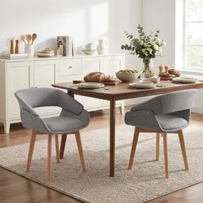 HOMCOM sada 2 ergonomických jídelních židlí světle šedá