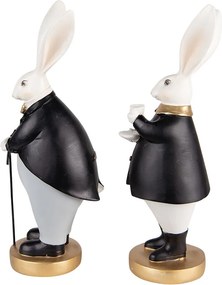 Set 2ks dekorace zajíc v černém kabátku - 13*11*34 / 13*11*34 cm
