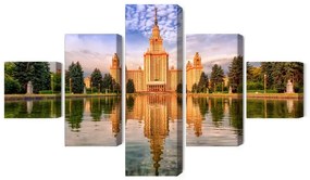 Vícedílný obraz Pohled Na Budovu Moskevské Státní Univerzity Nedostatek Nedostatek Přírodní plátno 200x120