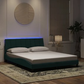 Rám postele s LED osvětlením bez matrace Hanko tmavě zelený 160 x 200 cm samet 3213790