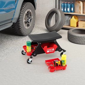 Costway Pojízdná stolička pro mechaniky Těžká dílenská stolička na kolečkách