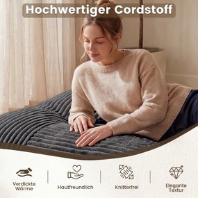 Costway Manšestrový sedací vak Obří sedací vak s odnímatelným potahem tmavě